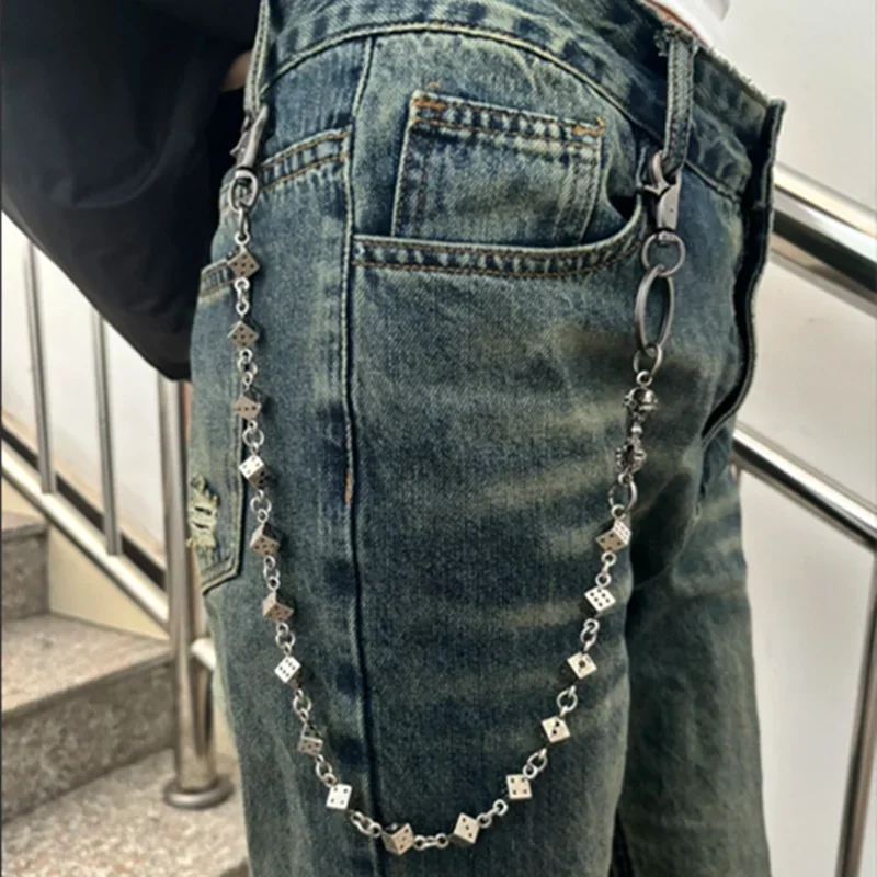 59CM Vintage Punk Dice Belts Pants Waist Chain Men Cool Jeans Chain ...