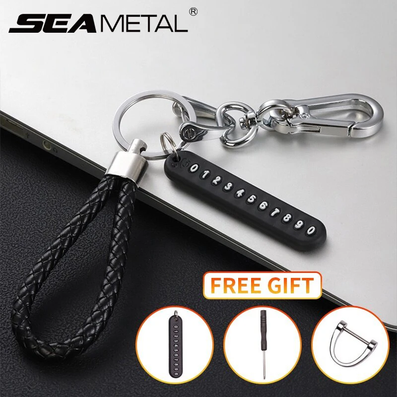 SEAMETAL-Luxury-Car-Key-Ring-with-Phone-Number-Plate-Anti-Lost-Key ...
