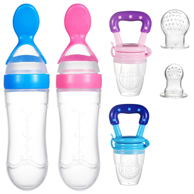 Silicone-Squeezing-Baby-Feeding-Spoon-Bottle-Silicone-Toddler-Rice ...