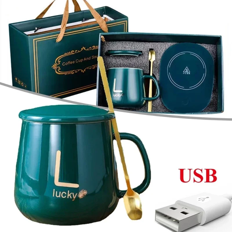 온도 조절 히터 커피 컵 Usb 전원 전기 난방 패드 머그잔 가정 사무실 우유 차 코스터 선물 차 컵 세트 55 °c