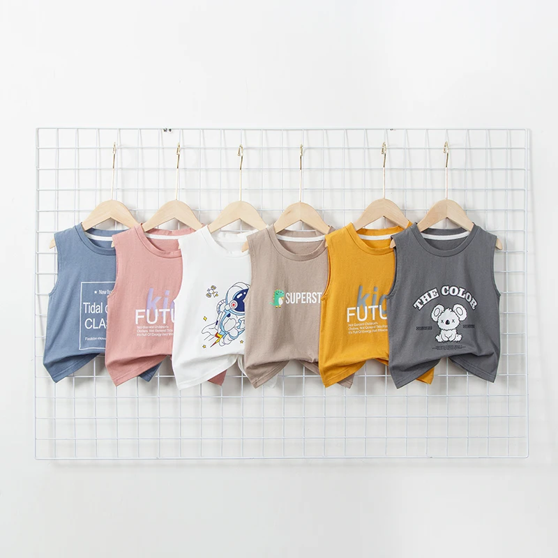 Children-s-Summer-T-shirts-Boys-Girls-Vests-Sleeveless-Cartoon-Tee-Tops ...