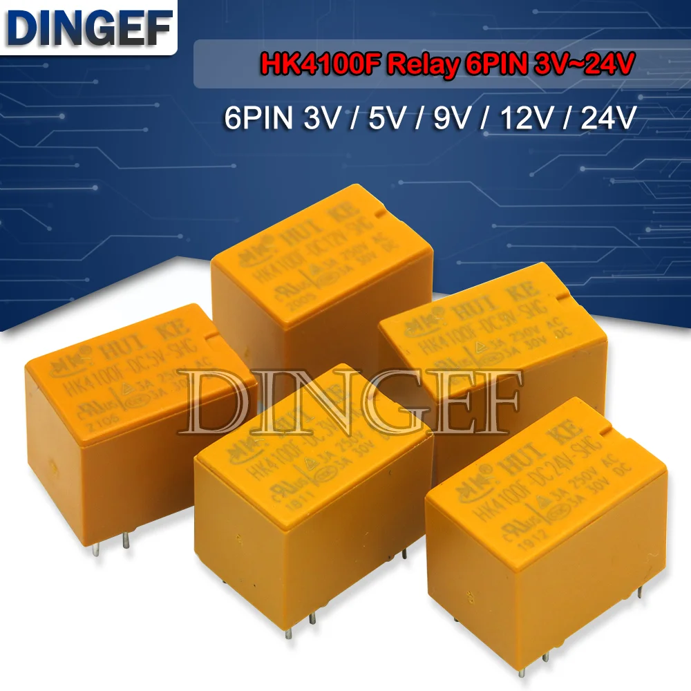 HK4100F-DC12V-SHG de relé HK4100F-DC5V-SHG, 6 pines, 3A, 3V / 5V / 9V ...