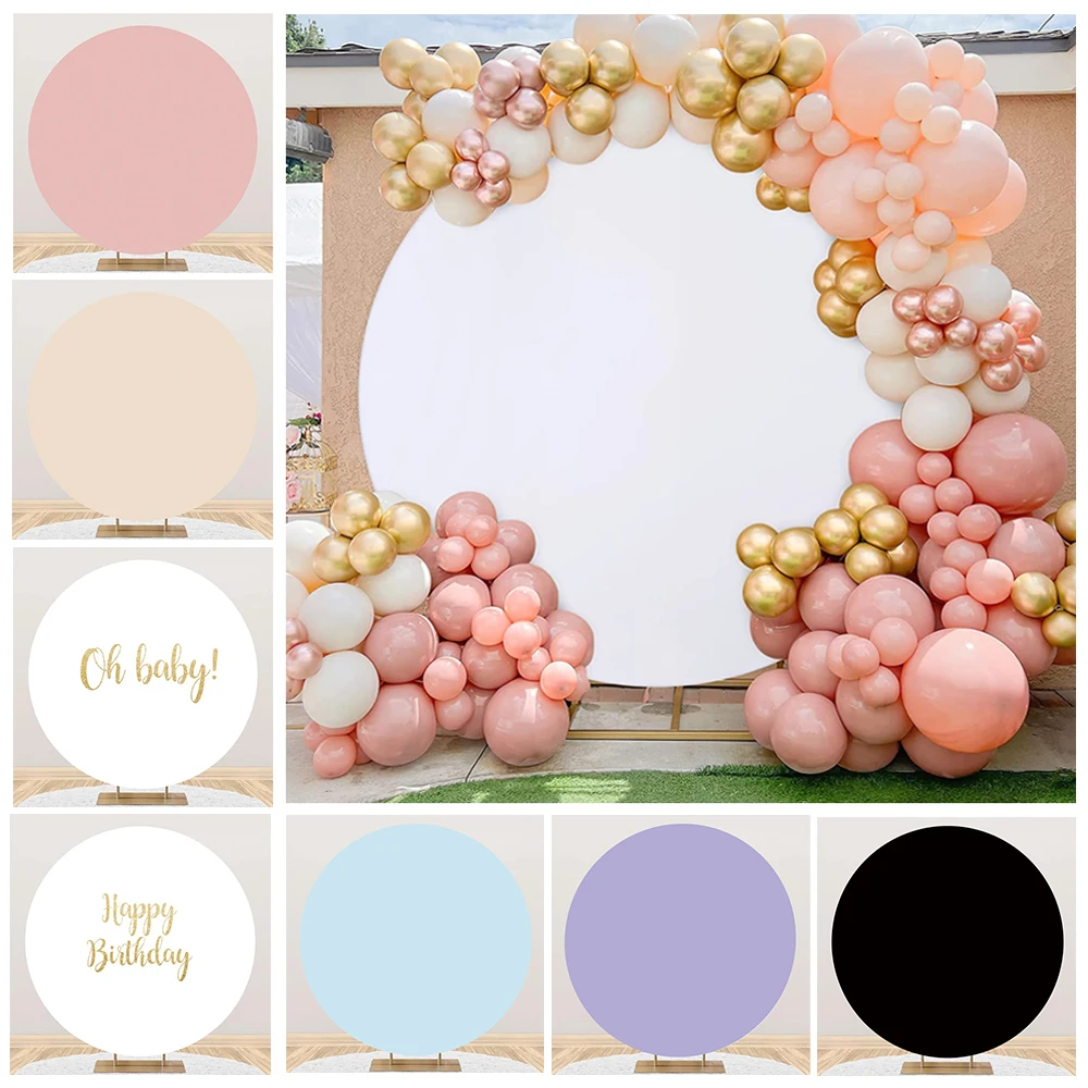 Custom-Round-Backdrop-Cover-For-Party-White-Pink-Black-Circle-Backdrop ...