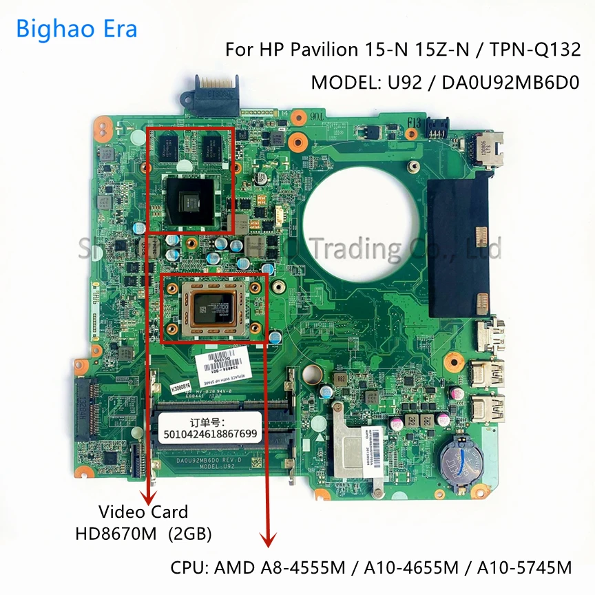 Placa-base-DA0U92MB6D0-para-ordenador-port-til-HP-Pavilion-15-N-15Z-N ...