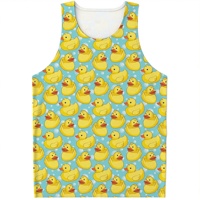 Cute-Cartoon-Duck-Pattern-Tank-Top-Men-3D-Printed-Rubber-Ducks ...