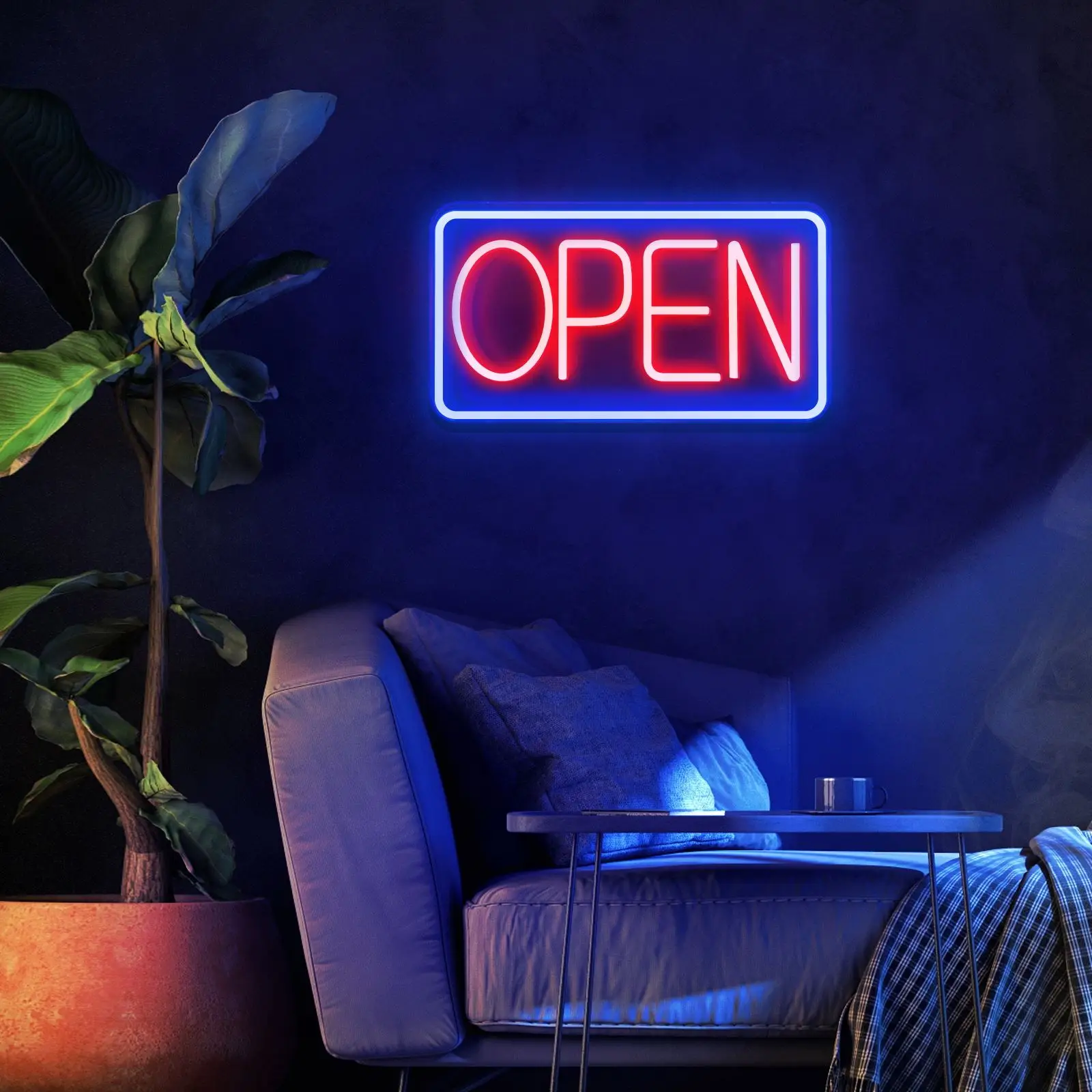 Rouge vertical rouge - Panneau néon LED pour magasin, magasin, Salon ...