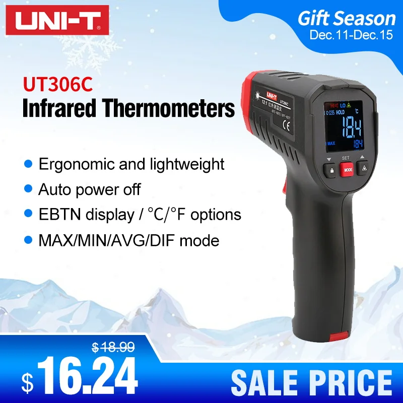 UNI-T-Digital-Thermometer-UT306S-UT306C-Non-contact-industrial-Infrared-Laser-Temperature-Meter ...