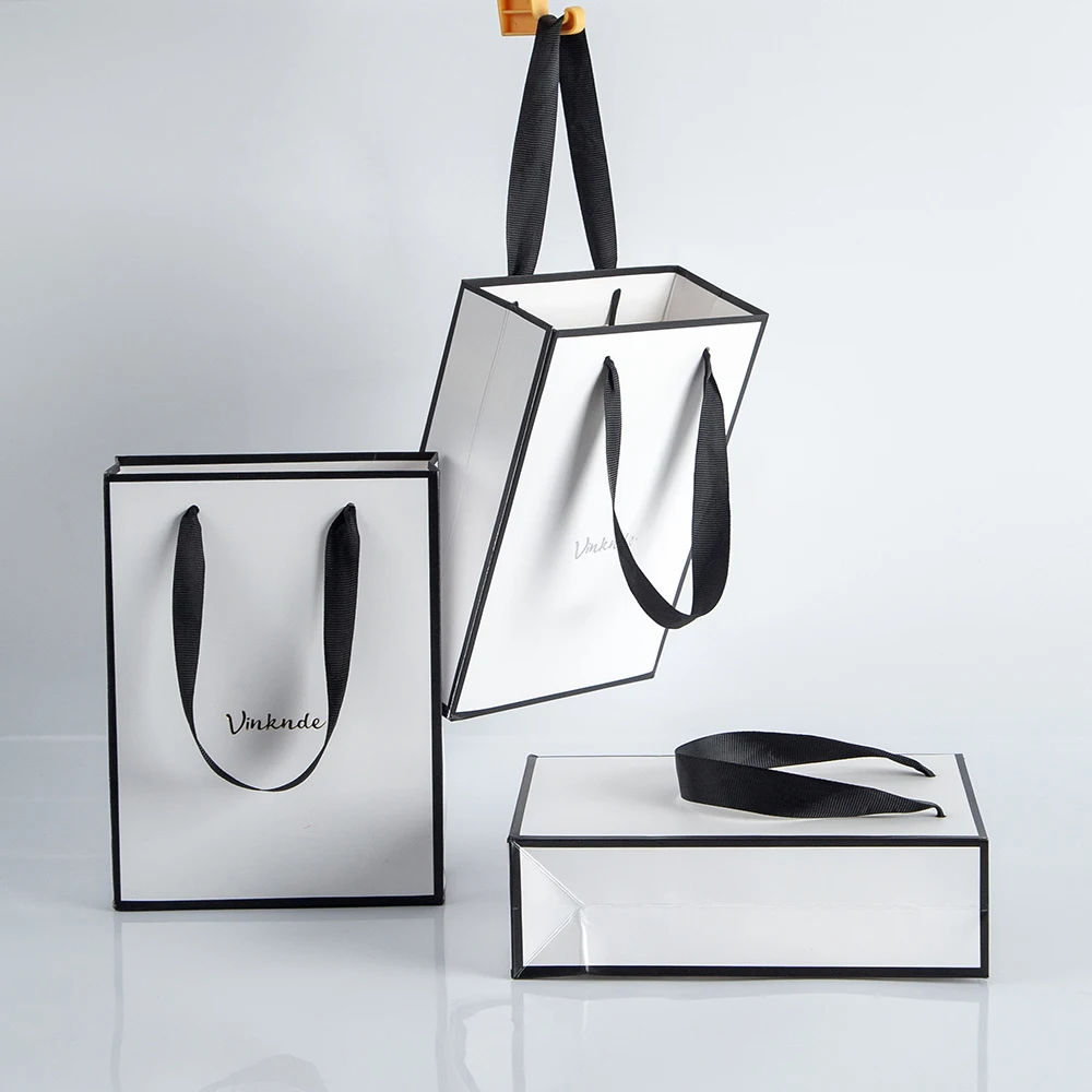 24pcs-Fine-White-Black-Paper-Gift-Bag-Custom-Logo-Carry-Paper-Bag ...