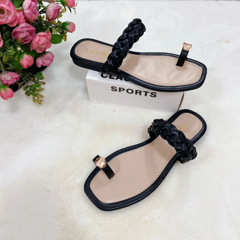 Chanclas-romanas-planas-para-mujer-zapatos-Retro-de-tac-n-bajo-Color ...