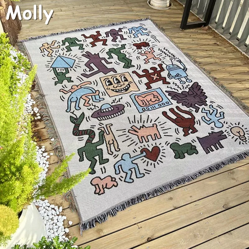 Messy-Graffiti-Jacquard-Outdoor-Picnic-Mat-Camping-Bed-Blankets-Throw ...