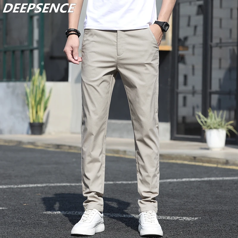 Men-Casual-Pants-Slim-Straight-Breathable-Stretch-Classic-Trousers-for ...
