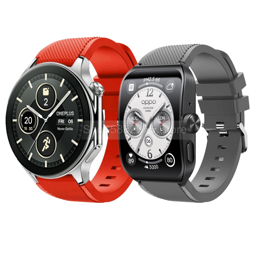 22mm-Silicone-Wrist-Strap-For-OnePlus-Watch-2-2R-OPPO-Watch-X-Sport ...