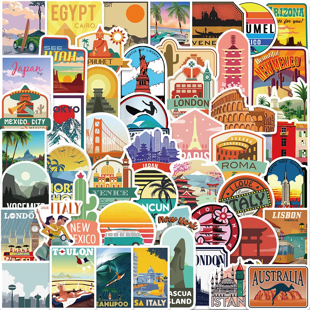 50pcs New Global Travel City Landscape Stickers Decal Diy Phone Laptop ...