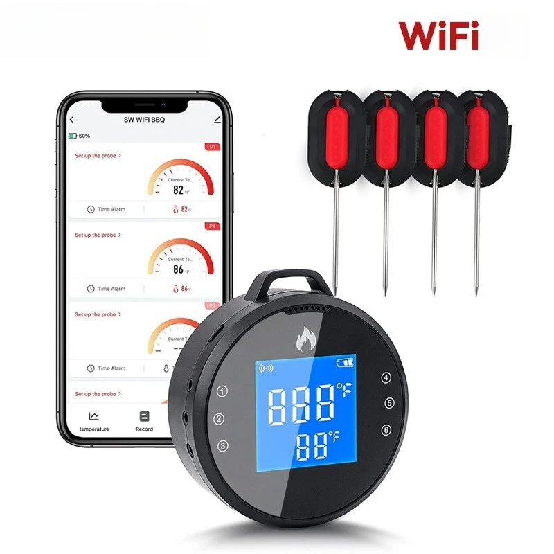 Bluetooth-WIFI-Kitchen-Digital-Thermometer-With-APP-Probe-Cooking-BBQ ...
