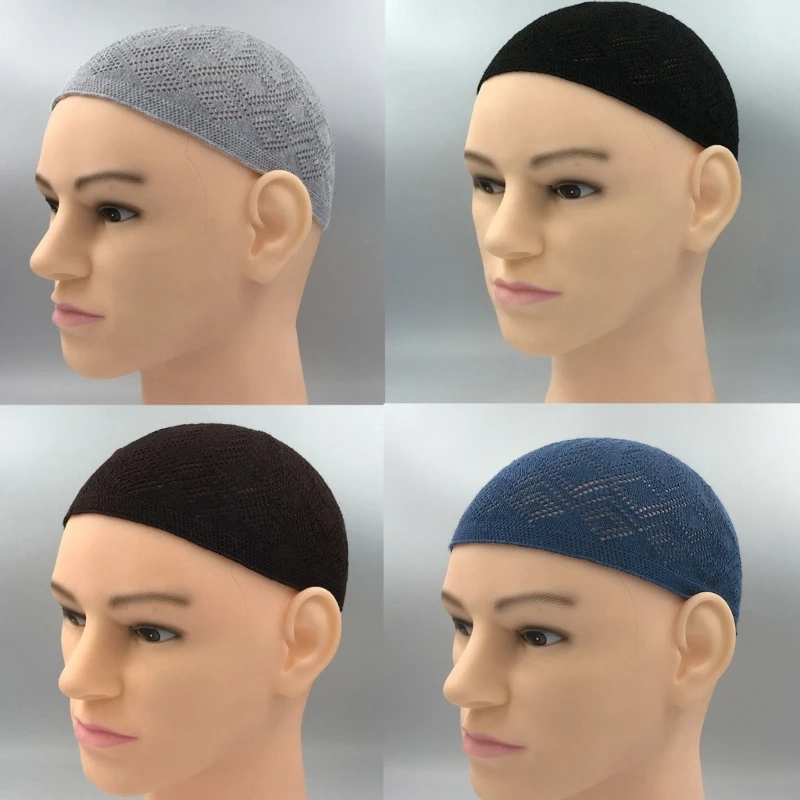 Skull Caps for Men Breathable Knitted Beanie Kufi Skully Caps Islamic ...