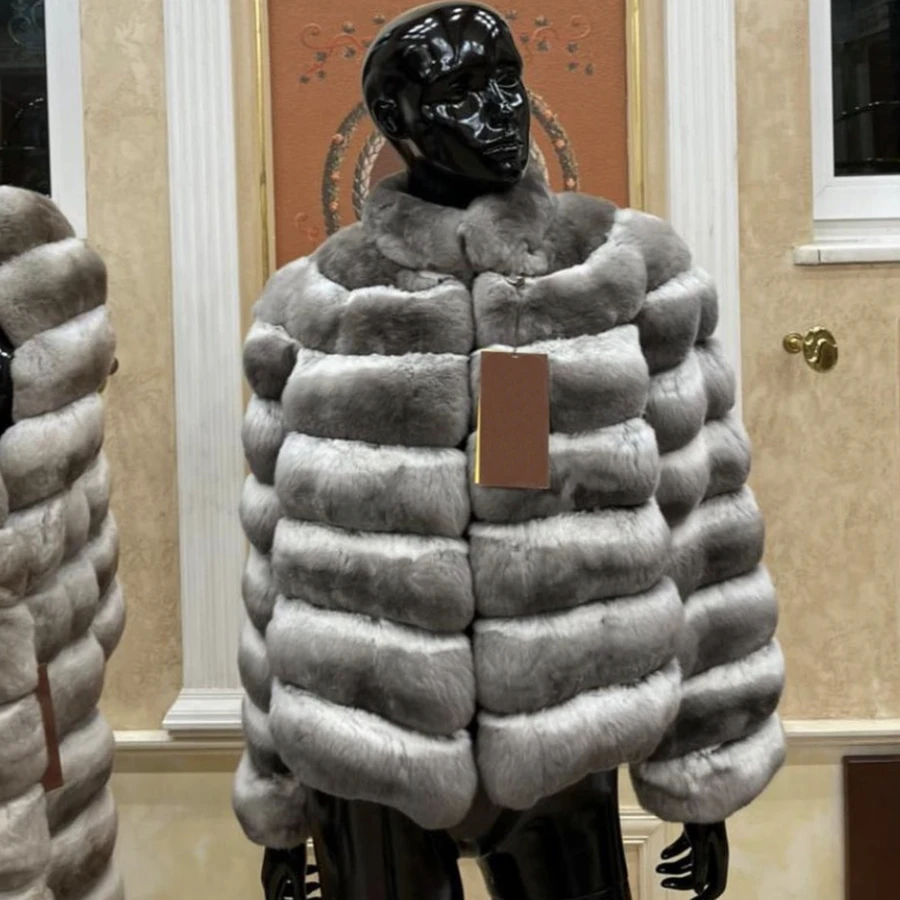 Rex Rabbit Fur Coats Chinchilla | Chinchilla Fur Coat Hood - Natural ...