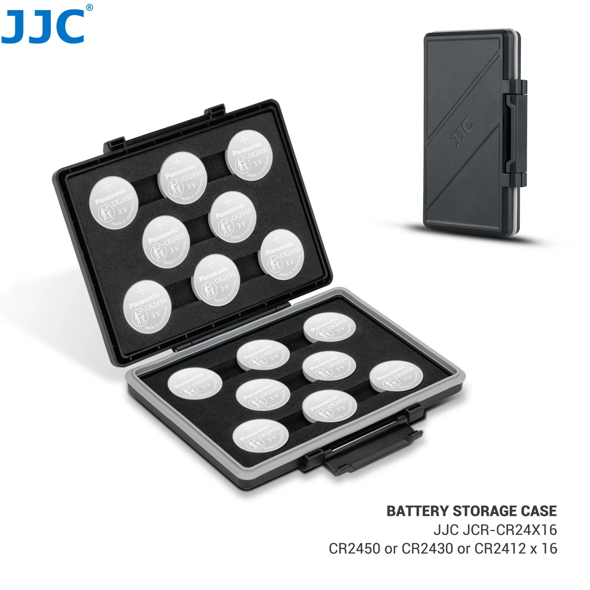 JJC-CR2450-Battery-Case-Holder-Storage-Water-Resistant-Anti-Shock-Coin ...