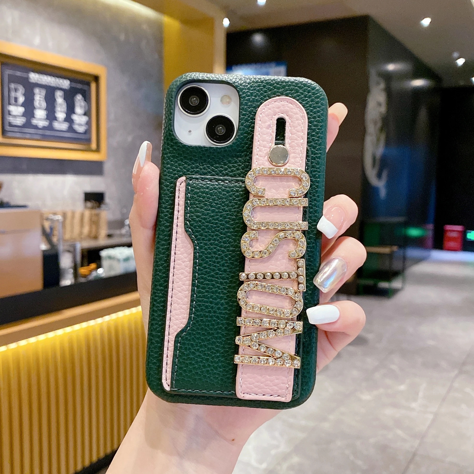 Customized-gold-letter-name-personalized-card-holder-wristband-leather ...