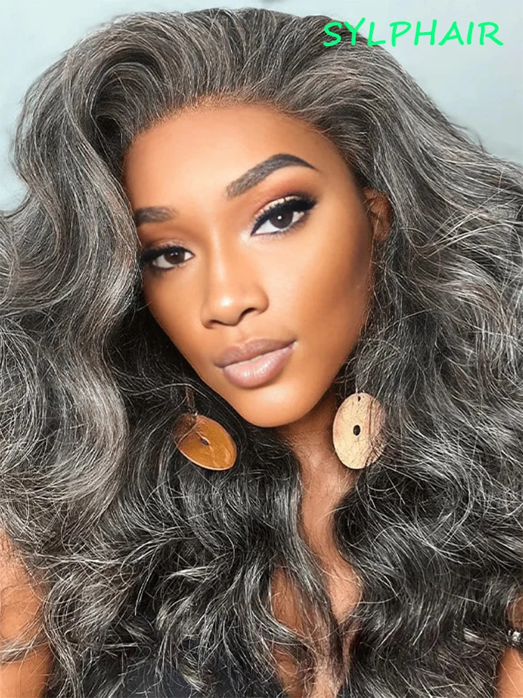 13x4 Gray Body Wave Lace Front Human Hair Wigs For Women Brazilian ...