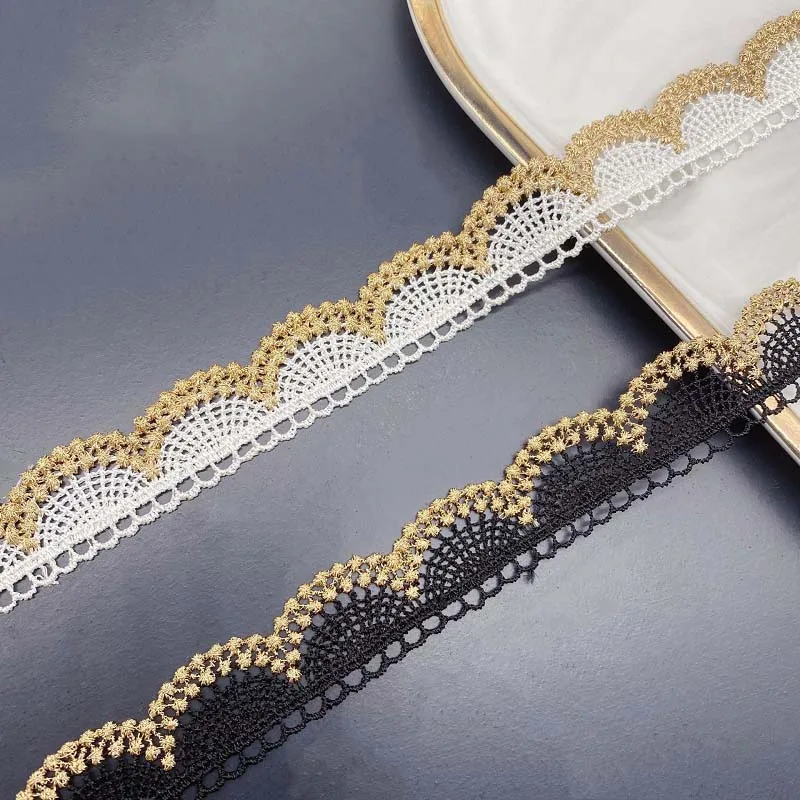 40Yards Black White Gold Water Soluble Semicircle Lace Trimming ...