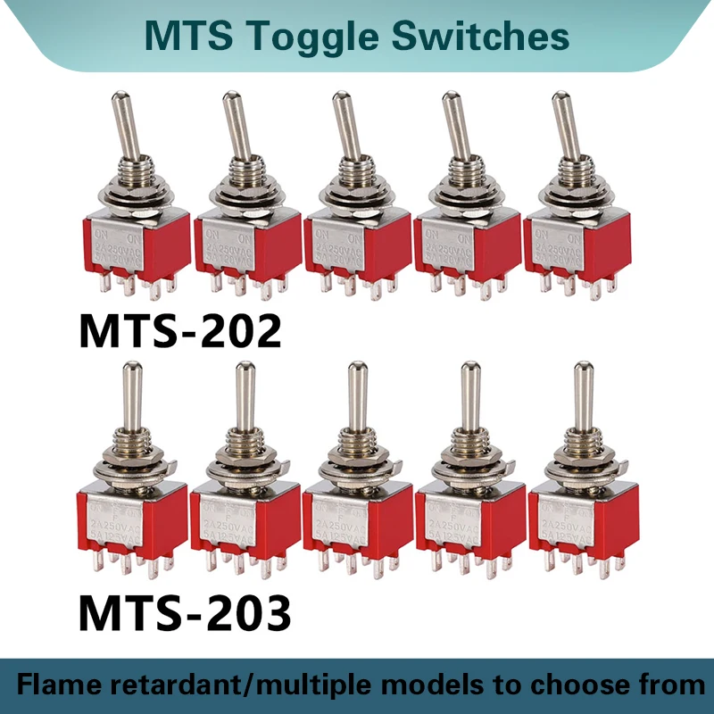 5-PCS-Toggle-Switch-Red-6Pin-MTS-202-203-Rocker-Switches-2A-250V-5A ...