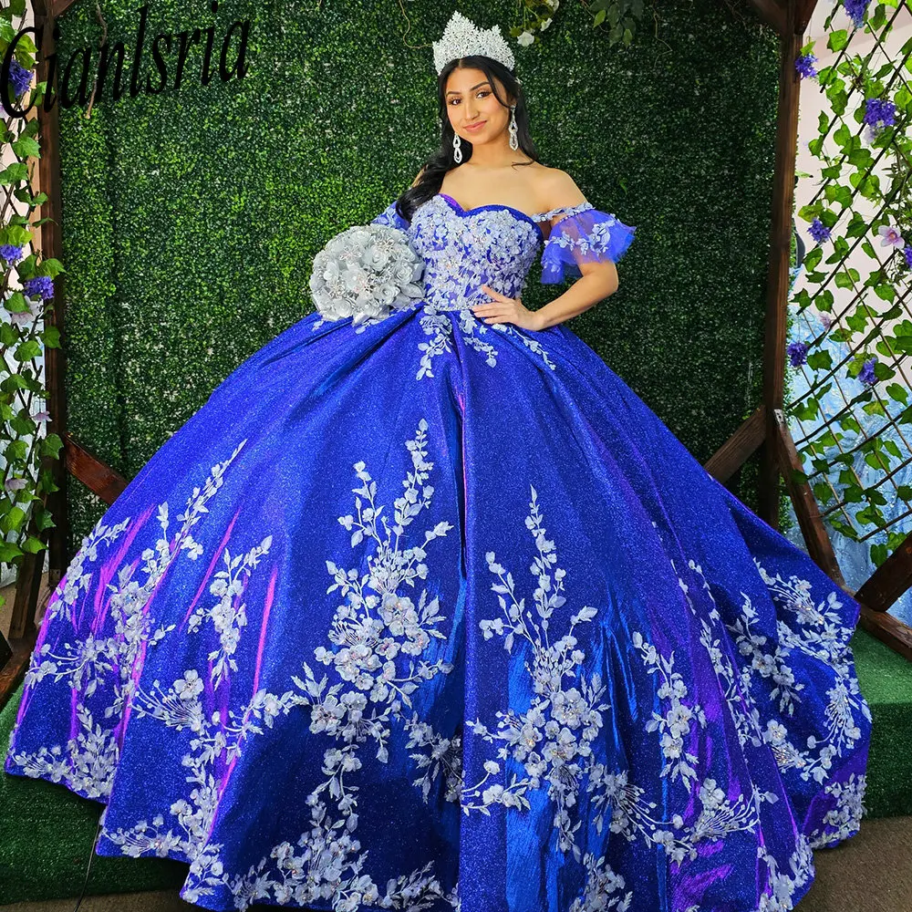 Royal-Blue-Sweetheart-Quinceanera-Dresses-Sparkly-Floral-Appliques-Lace ...