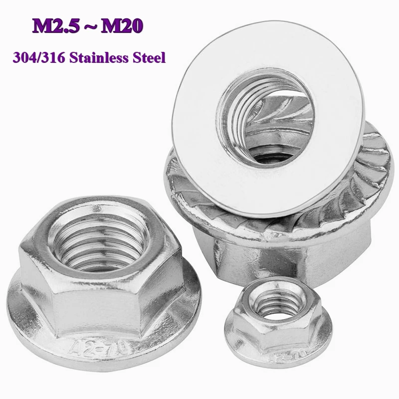 M2.5~M20 Lock Nut DIN6923 High Quality SUS304/SUS316 Stainless Steel ...