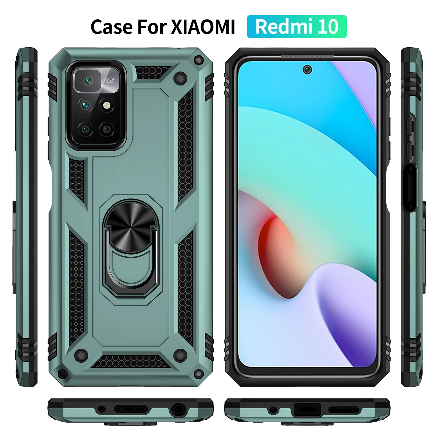 Shockproof-Cover-For-Redmi-10-Case-Redmi-10-Prime-Ring-Holder-Phone ...