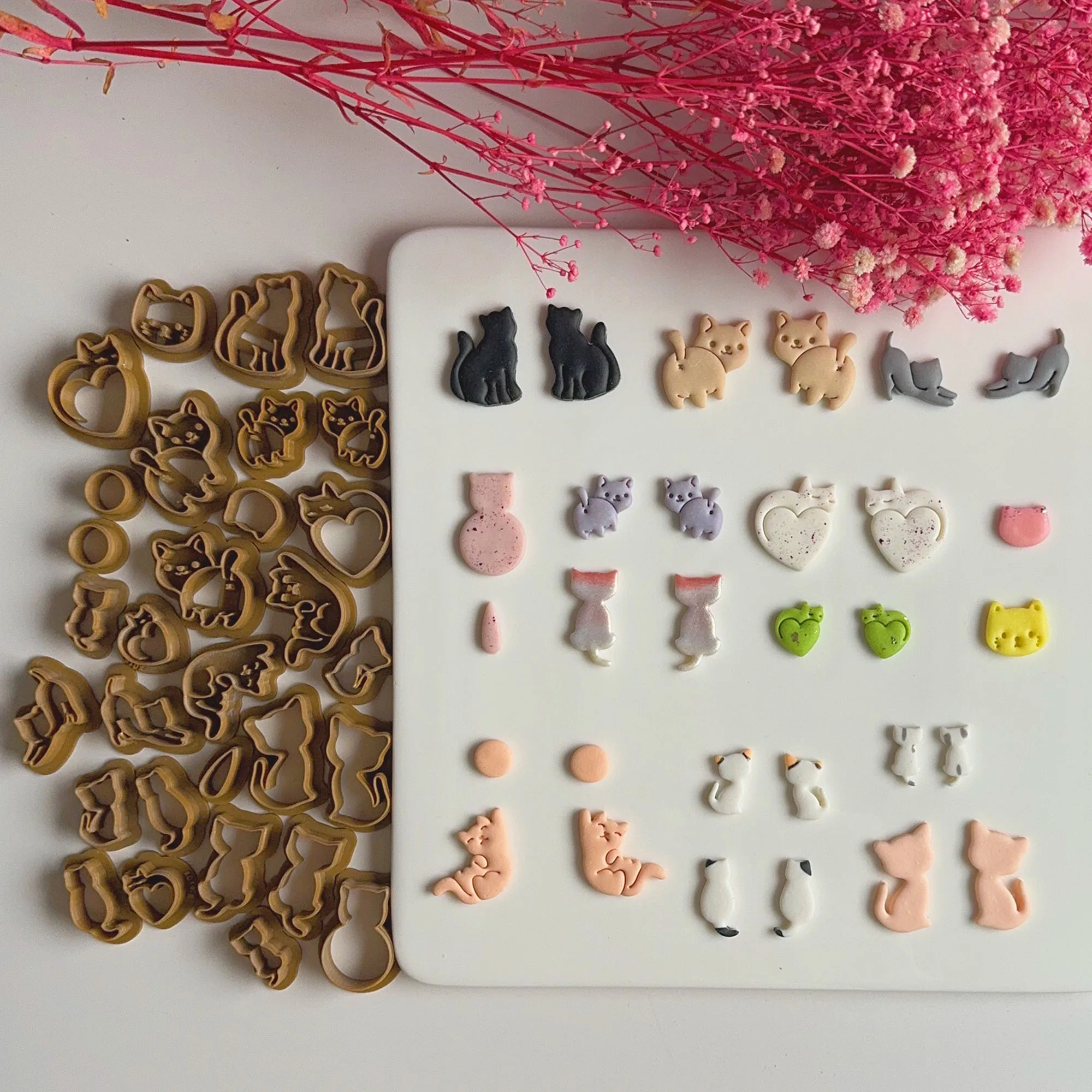 Cute-Cat-Creative-Happy-Kitten-Pet-Shape-Mirrored-Polymer-Clay-Cutters ...