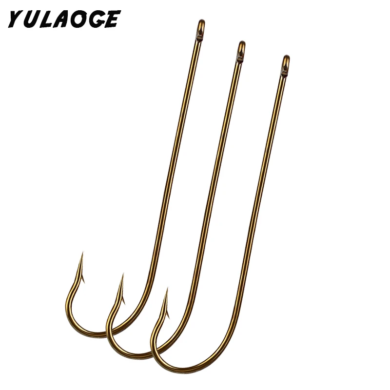 50PCS/lot High carbon steel hooks Metal long shank hooks Saltwater ...