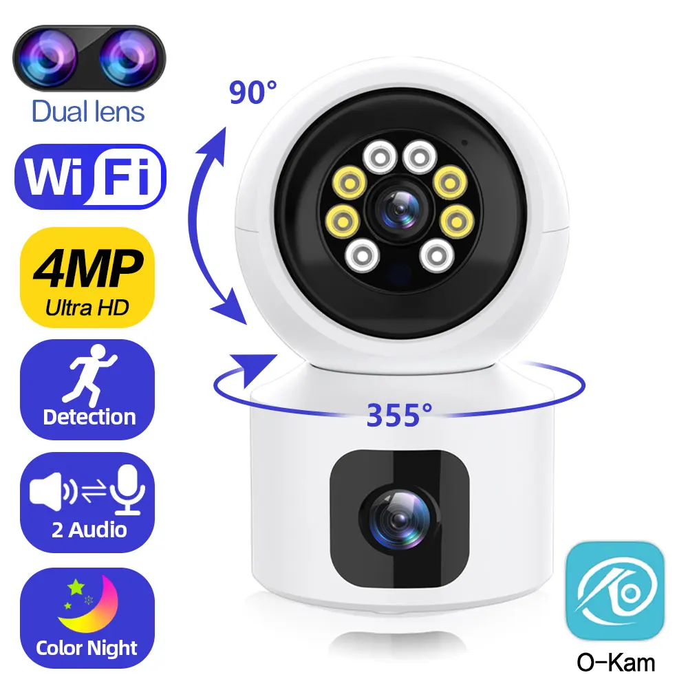 O Kam 2K Dual Lens WIFI PTZ Camera Indoor Color Night Vision Auto ...