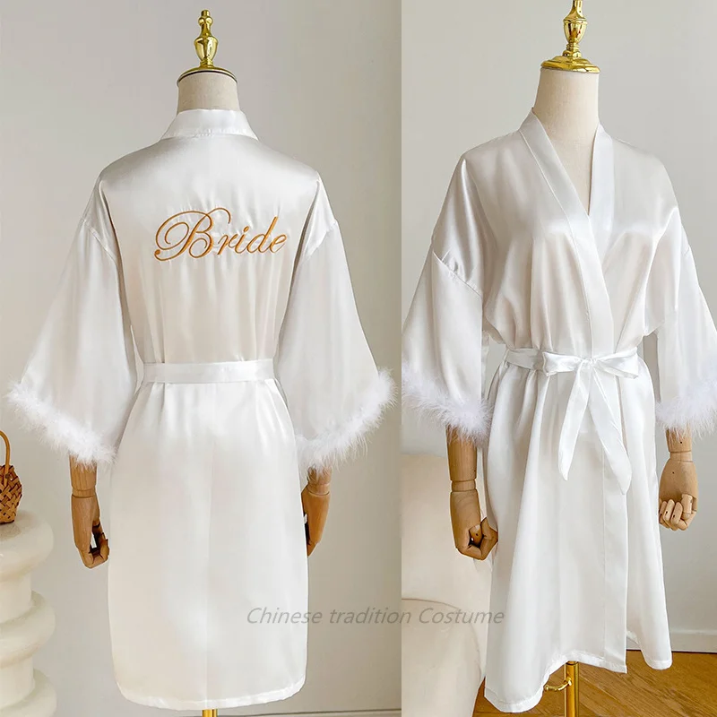 Wedding Bride Bridesmaid Robe Satin Kimono Intimate Lingerie Lady Sexy ...
