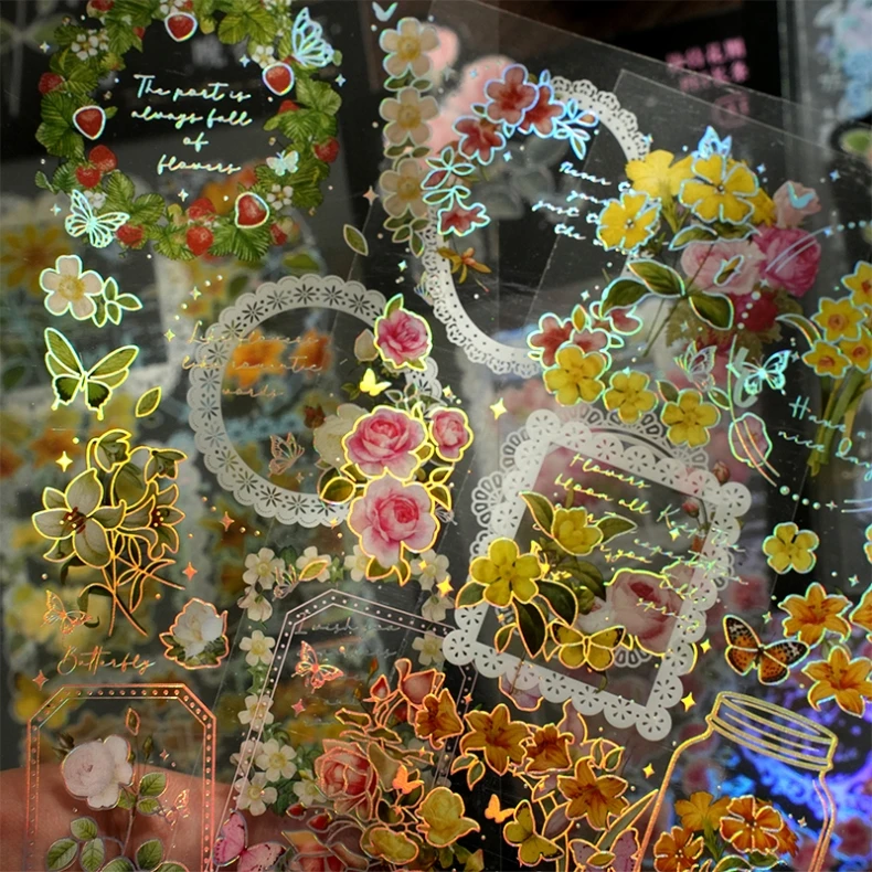 3-Sheets-Pretty-Flower-Stickers-Decorating-Journal-Intime-Scrapbooking ...