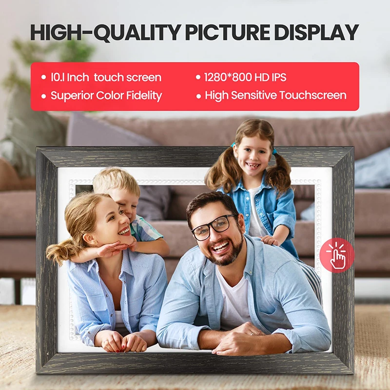 Smart-Digital-Photo-Frame-10-1-Inch-Wooden-Frame-32GB-Image-Album-Video ...