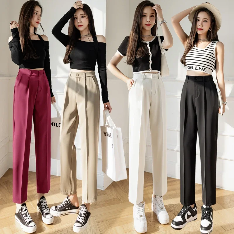 Korean-High-Waist-Slim-Fit-Trousers-Female-Fall-Summer-Casual-Loose ...