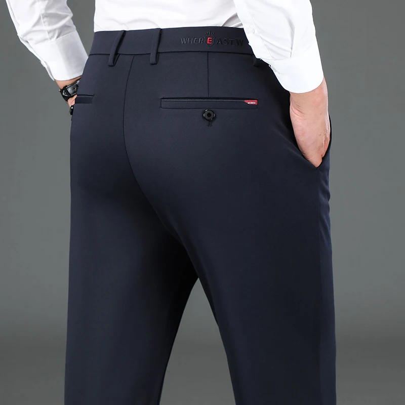 New Men's Business Casual Suit Pants Classic Stretch Straight Pants ...