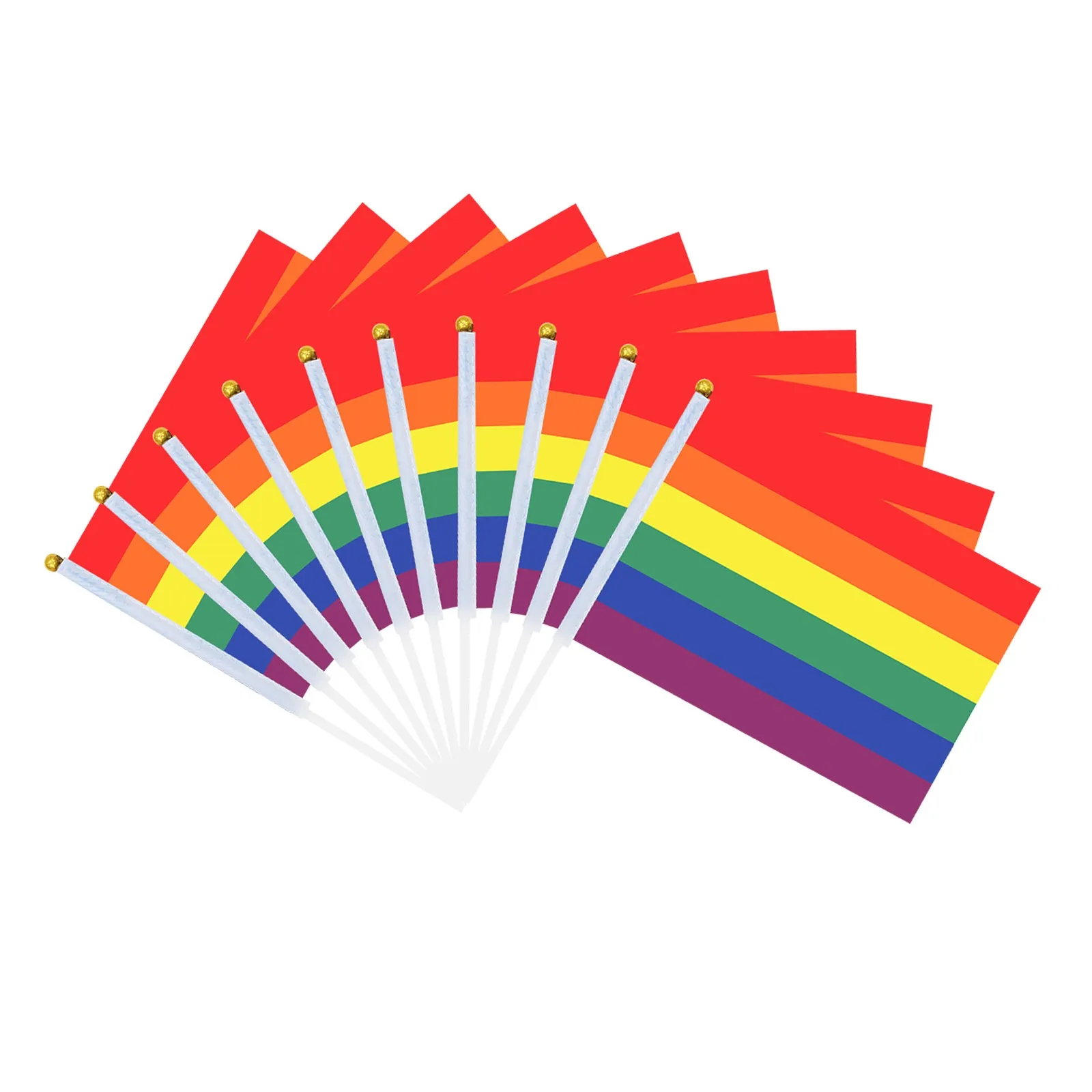 10pcs Rainbow Flag Banners 14 X 21cm Polyester Flag Rainbow Pride Flag ...