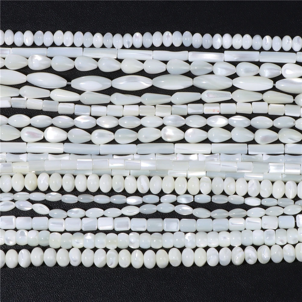 Natural-White-Mother-of-Pearl-Shell-Beads-Oval-Round-Freshwater-Shell ...