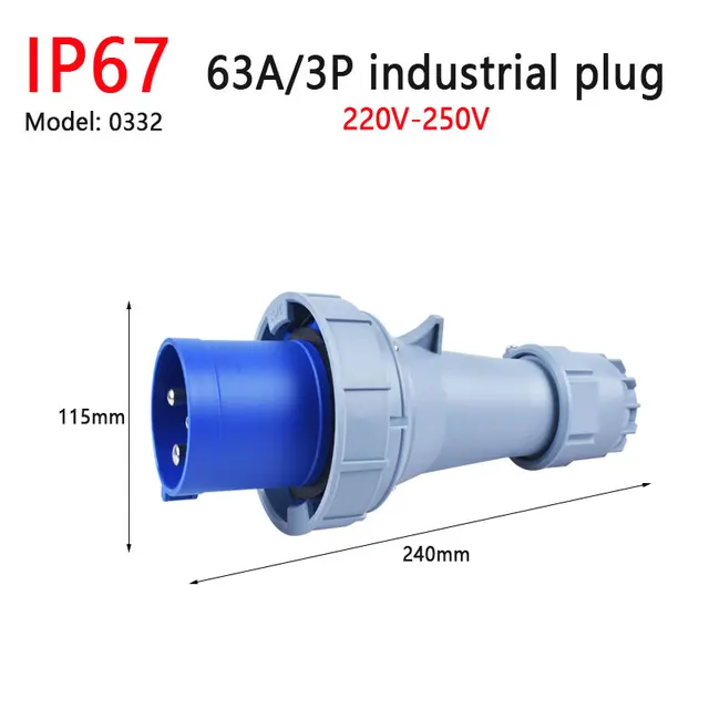 IP67 New Industrial Plug and Socket 63A 125A 3P/4P/5P PA66 Wall Mounted ...