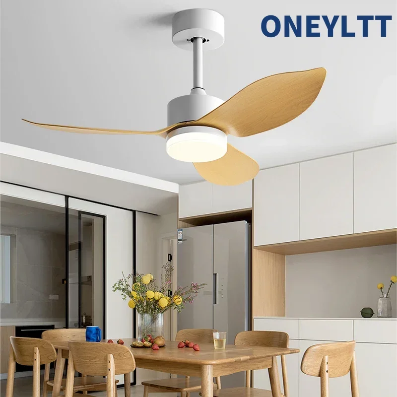 Modern-DC-dining-room-fan-chandelier-simple-with-remote-control-wood ...