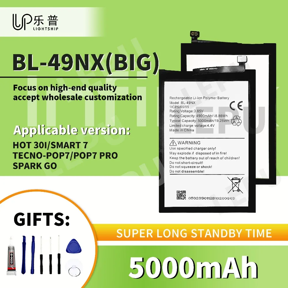 TECNO SPARK GO Battery INFINIX HOT 30I Original Battery + Tools BL-49NX ...