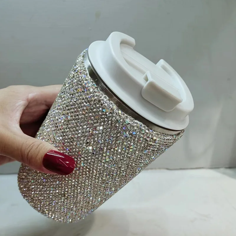 Sparkling Crystal Stainless Steel Insulated Coffee Tumbler Cup Mug With ...