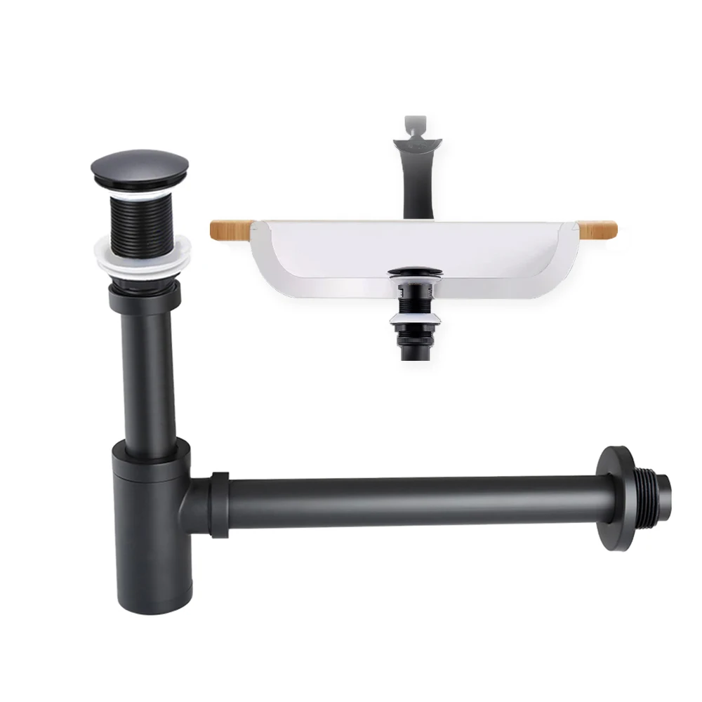 Black-Bathroom-Basin-Bottle-Trap-Sink-Waste-Siphon-Pipe-Kits-Toilet ...
