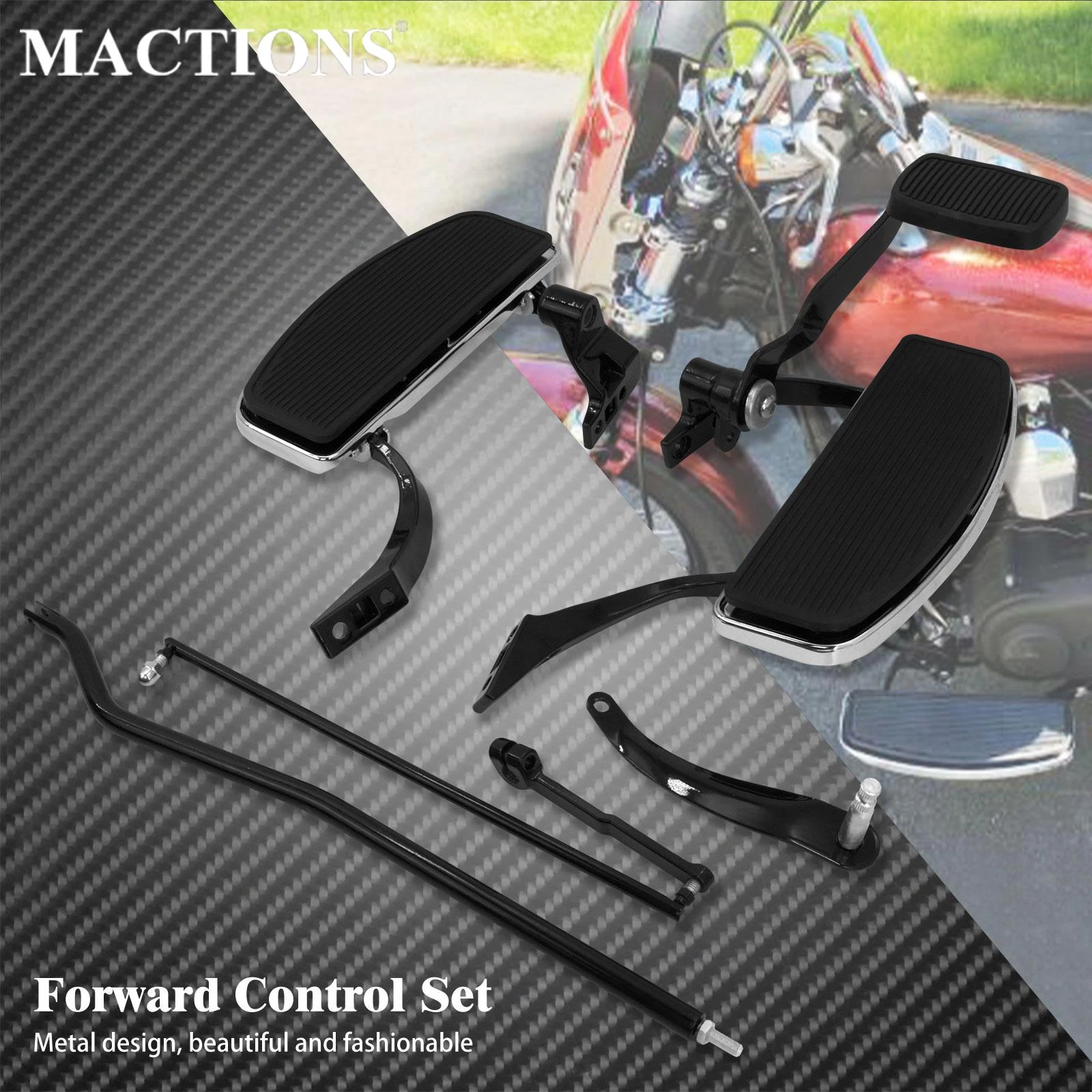 Motorcycle Black Forward Control Foot Pegs Linkage Levers Set For ...