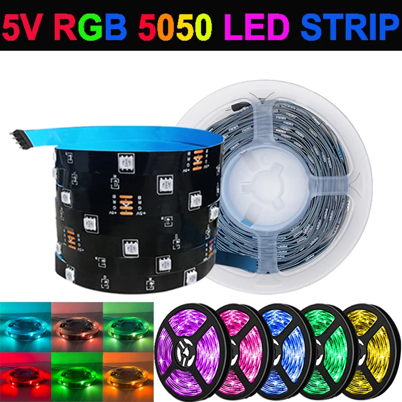 Flex-vel-Neon-LED-Strip-Lights-para-decora-o-de-sala-fita-RGB-5V-5050 ...