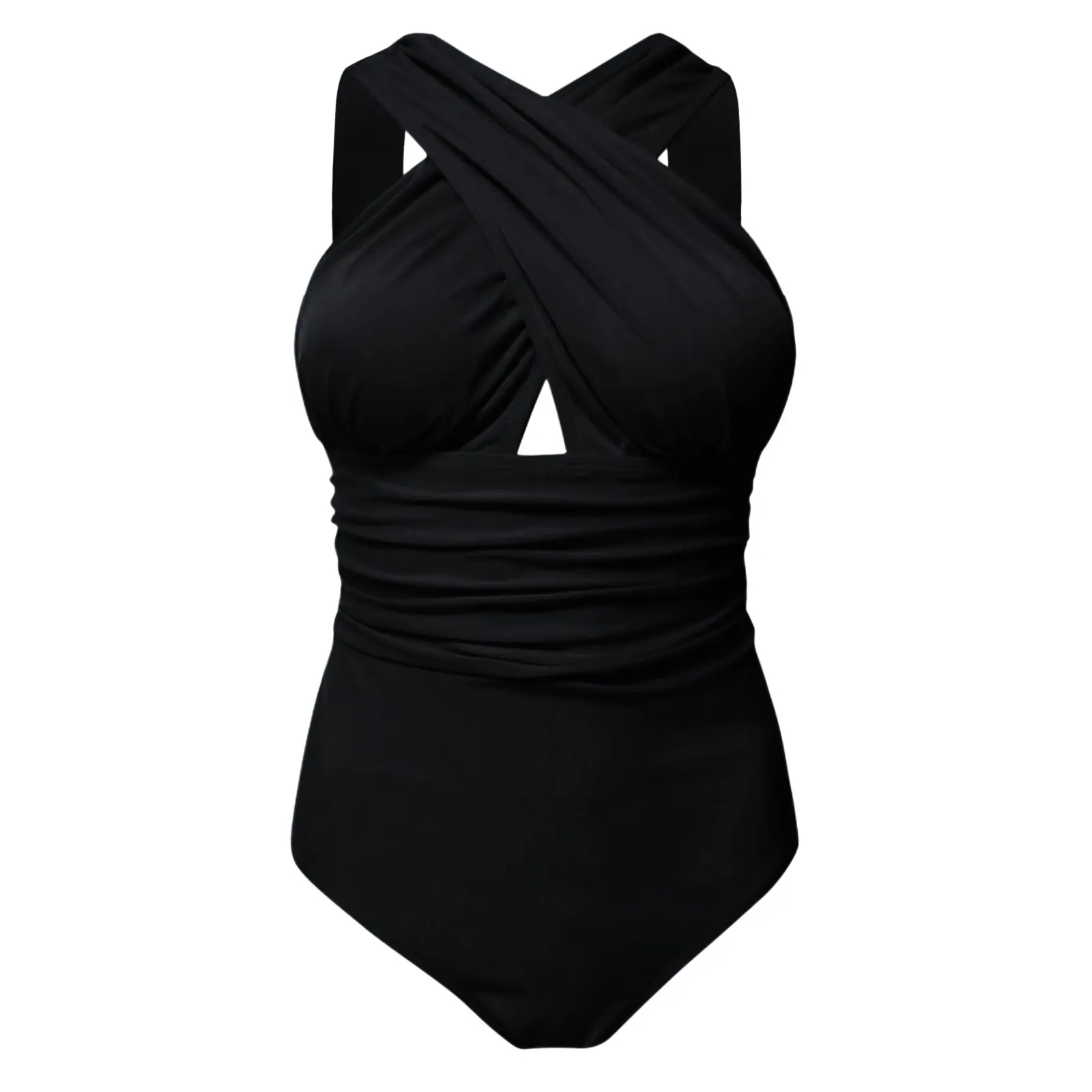 2024 Women Solid Print Bikini New One Piece Swimsuits Tummy Control