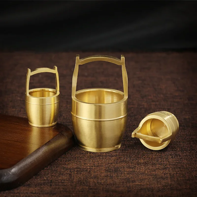 MINI-Pure-Brass-Bucket-of-Gold-Ornament-No-Ingot-Lucky-Fortune-Craft ...