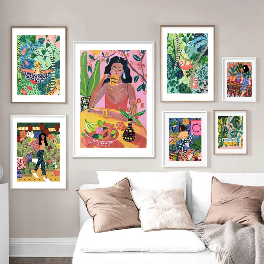 Art & Collectibles A3 Colourful Girl Print Digital Prints etna.com.pe