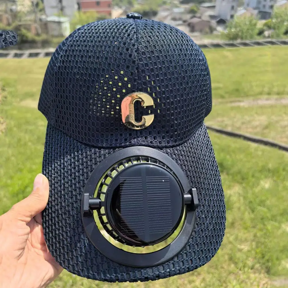 Breathable Mesh Sun Protection Cap Solar Charging Breathable Mesh Hat ...