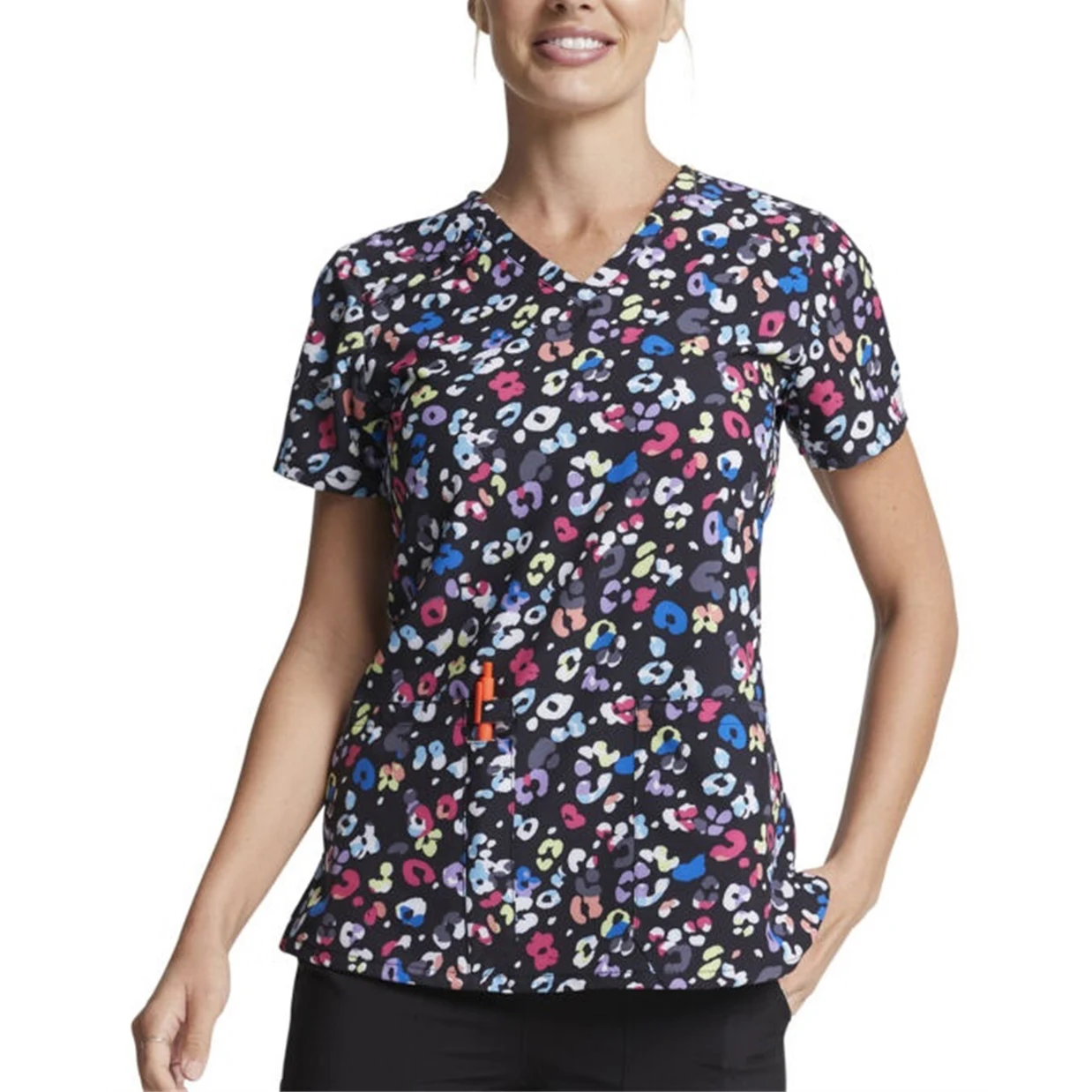 Top de manga corta con cuello en V para mujer, ropa de trabajo, camisa ...